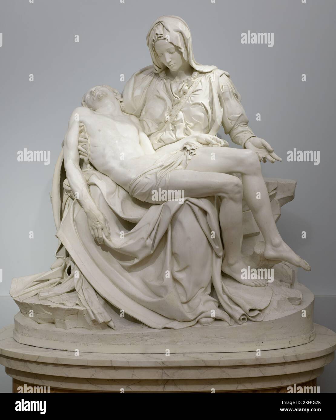 The Madonna della Pieta (La Pieta), marble sculpture of Jesus and Mary ...