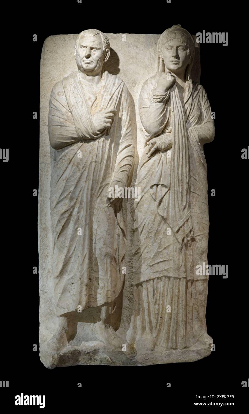 Funerary relief of a married couple from the Via Statilia in Rome ...