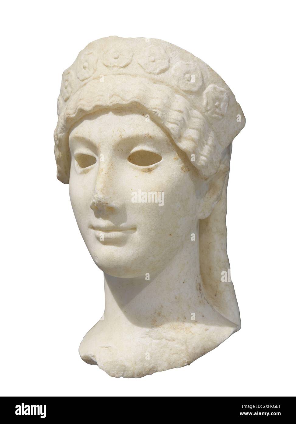 Marble portrait bust of a woman, ancient Greek archaic. Rome, Italy ...