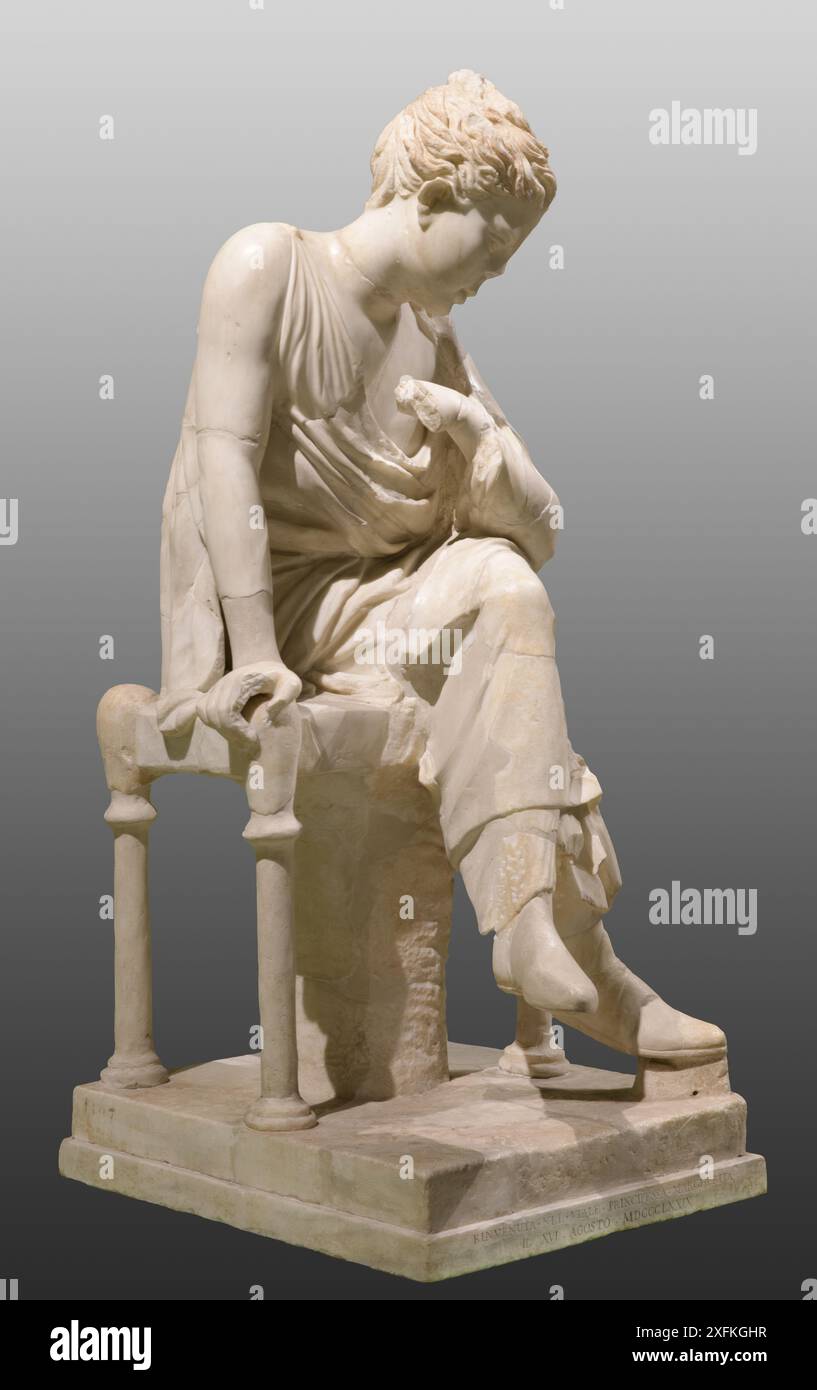 Seated girl, Roman copy of the Hadrianic period after a Greek original ...