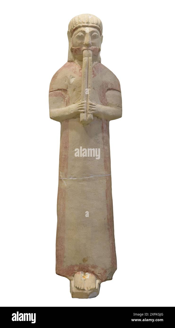 Double flute player, limestone, 550 BC, from Cyprus Stock Photo - Alamy