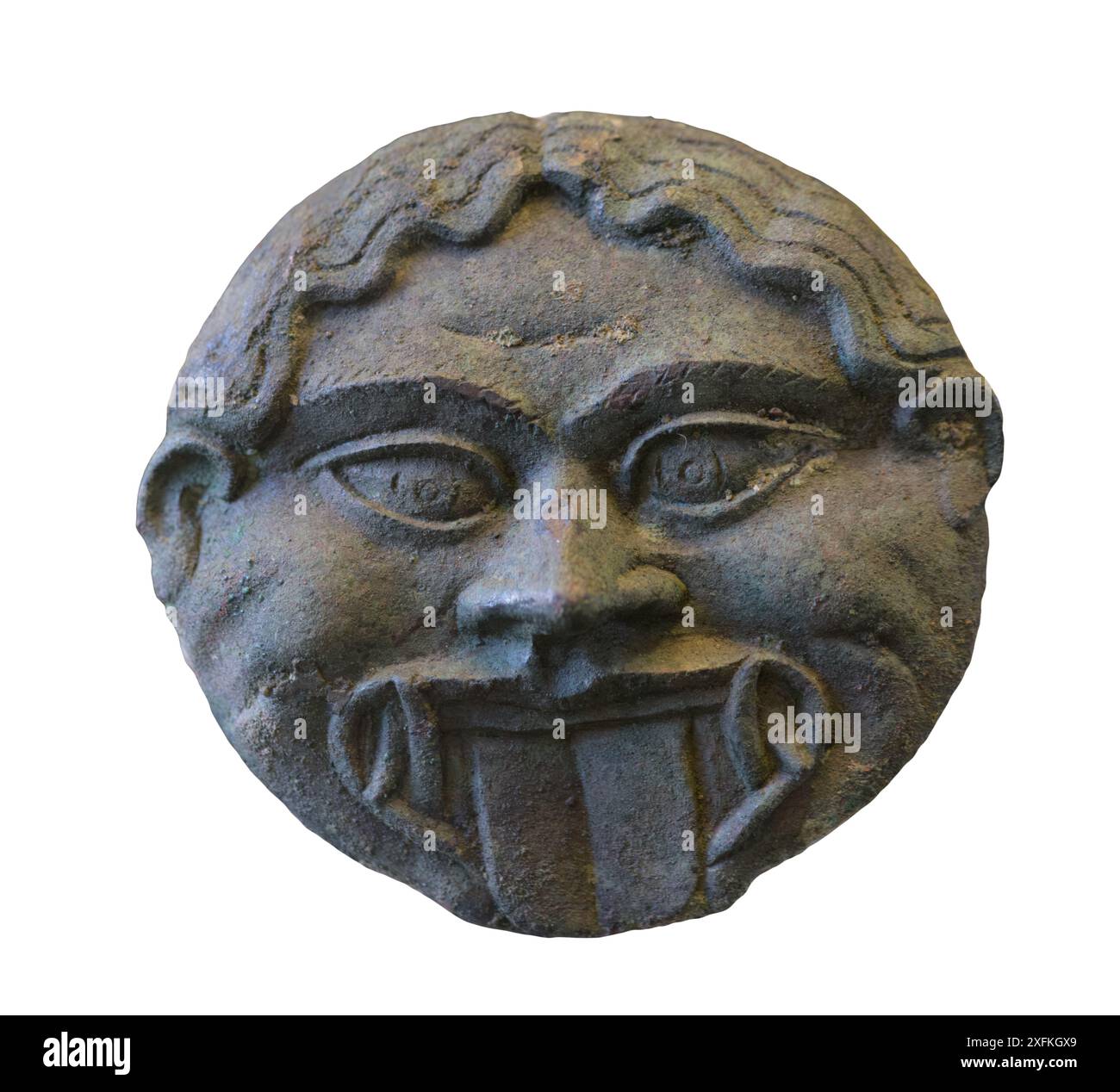 Etruscan Gorgoneion featuring the head of Medusa. Isolated Stock Photo ...