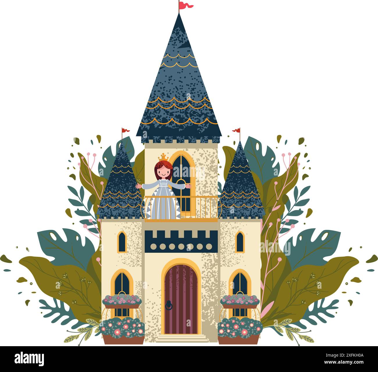 Princess In Enchanted Castle vector Stock Vector Image & Art - Alamy