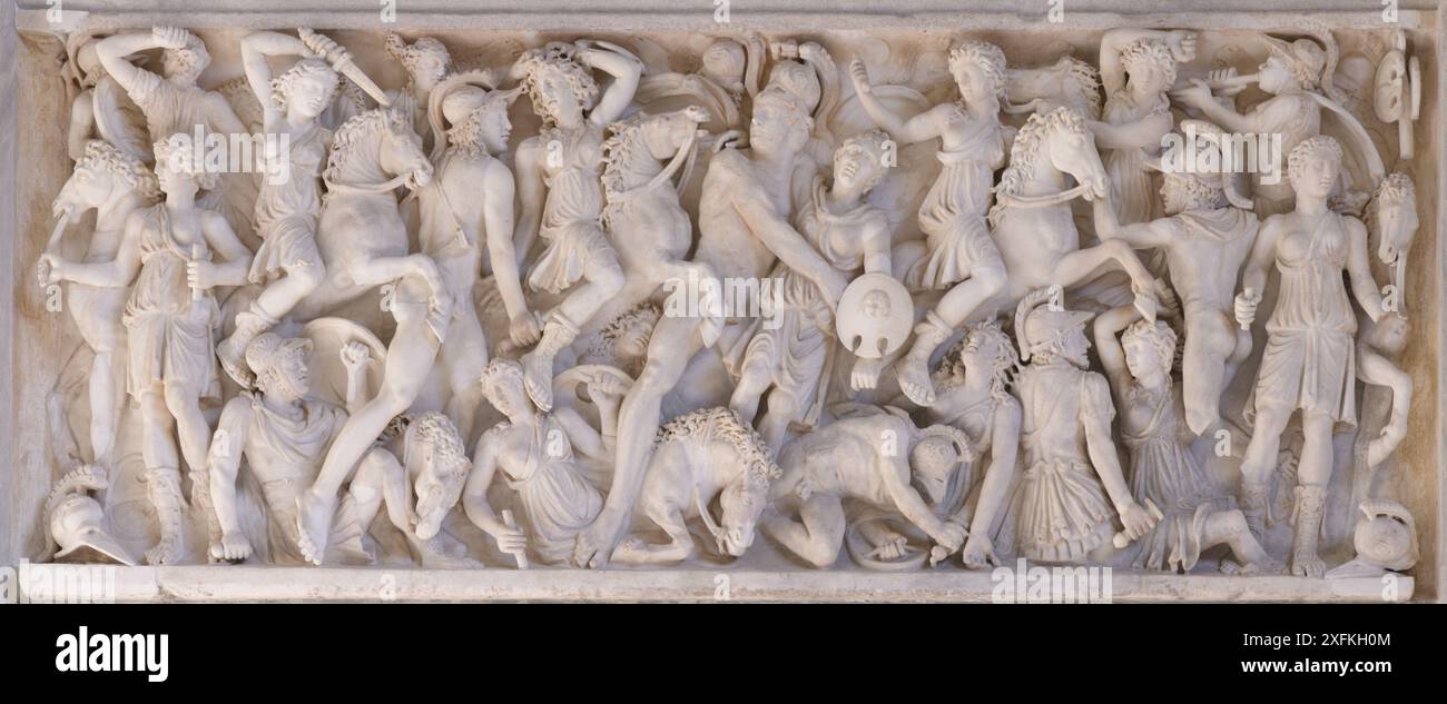 Scene from the Trojan War: Greeks fighting the Amazons; centre ...