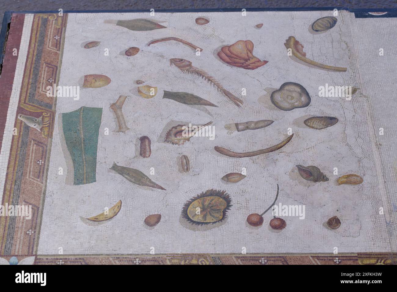 Asarotos oikos mosaic (Ancient Greek: ἀσάρωτος οἶκος "the unswept floor ...