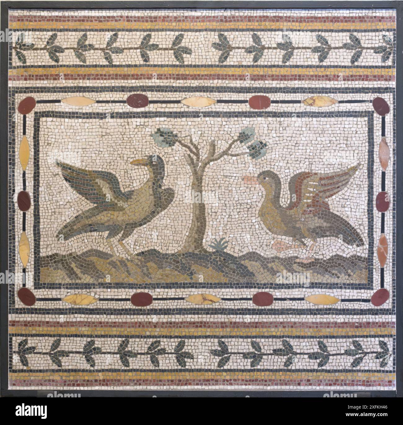 Ancient roman mosaic with birds. Ducks Stock Photo - Alamy
