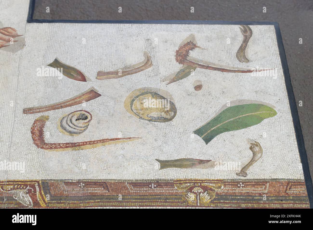 Asarotos oikos mosaic (Ancient Greek: ἀσάρωτος οἶκος "the unswept floor ...