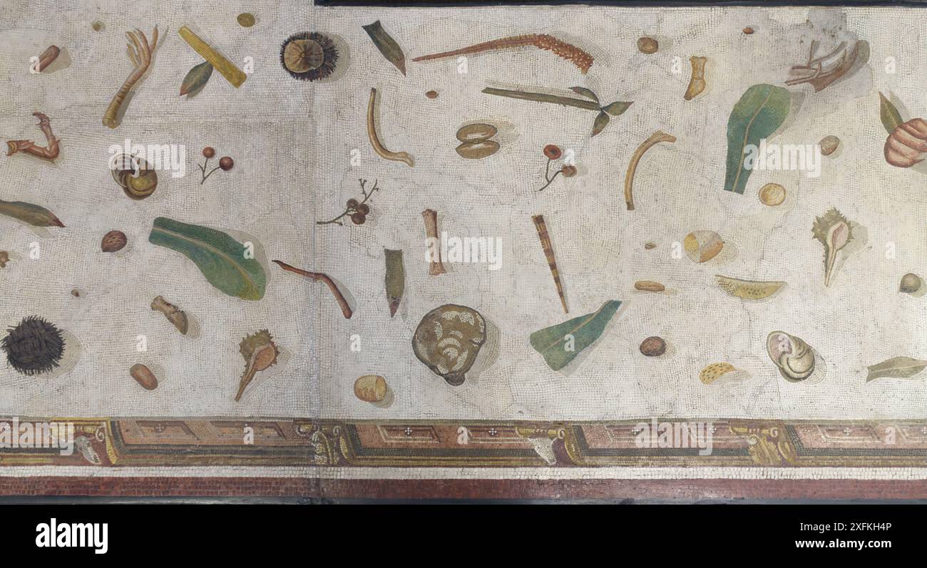 Asarotos oikos mosaic (Ancient Greek: ἀσάρωτος οἶκος "the unswept floor ...