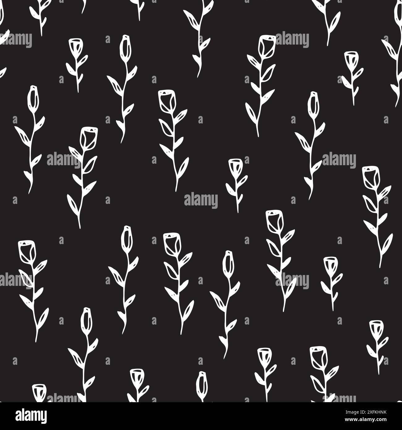 Hand Drawn Floral Stems Pattern Stock Vector Image & Art - Alamy