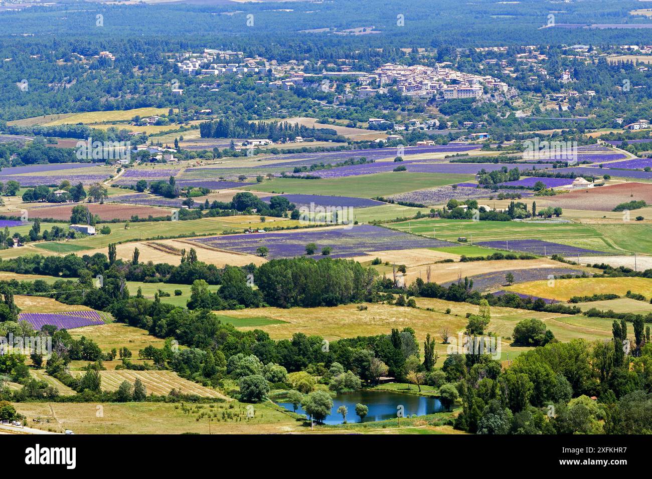 The village of Sault en Provence and the surrounding countryside, in ...