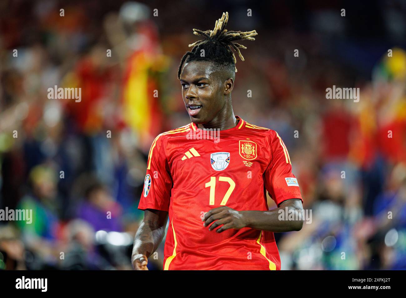 Nico Williams seen celebrating during UEFA Euro 2024 Round of 16 game ...