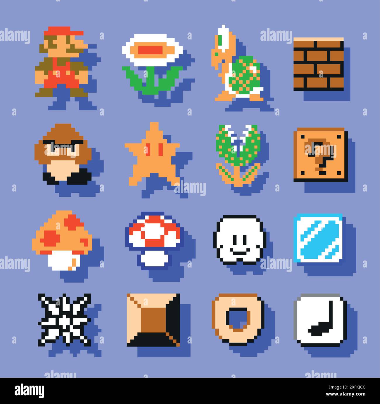 September 11, 2020: Elements set of Super Mario Bros classic video game ...