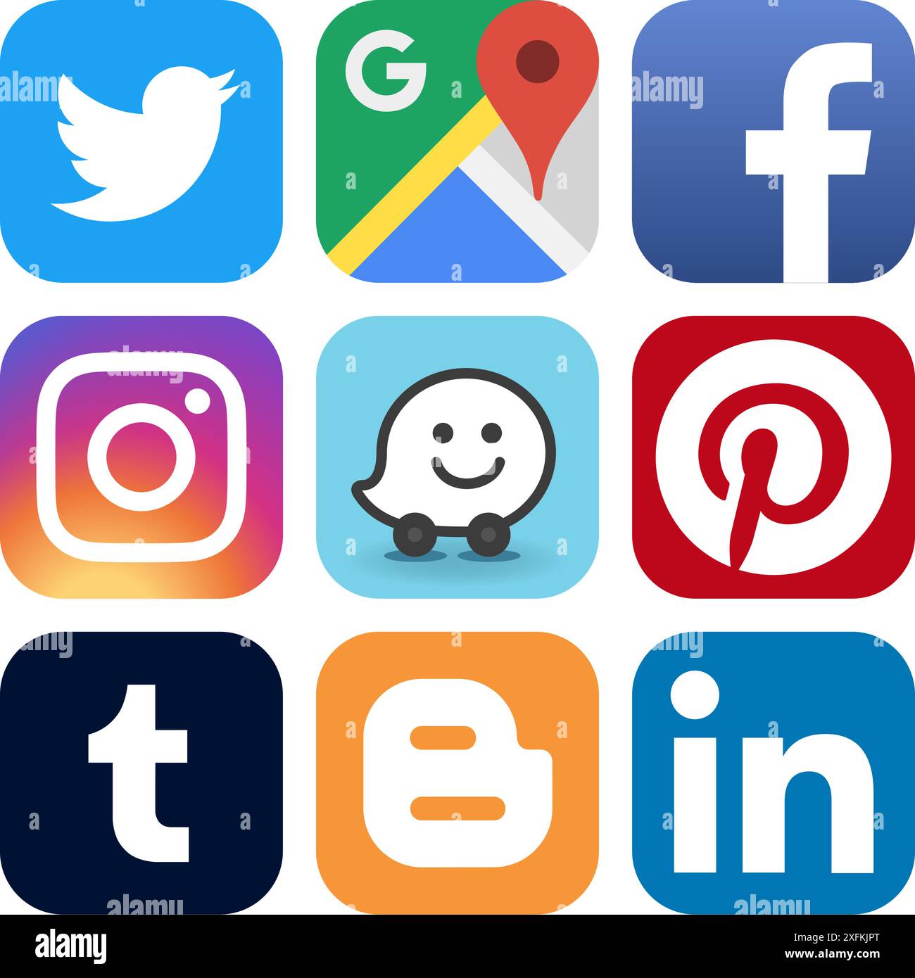 February 02, 2020: Set of popular social media and other icons ...