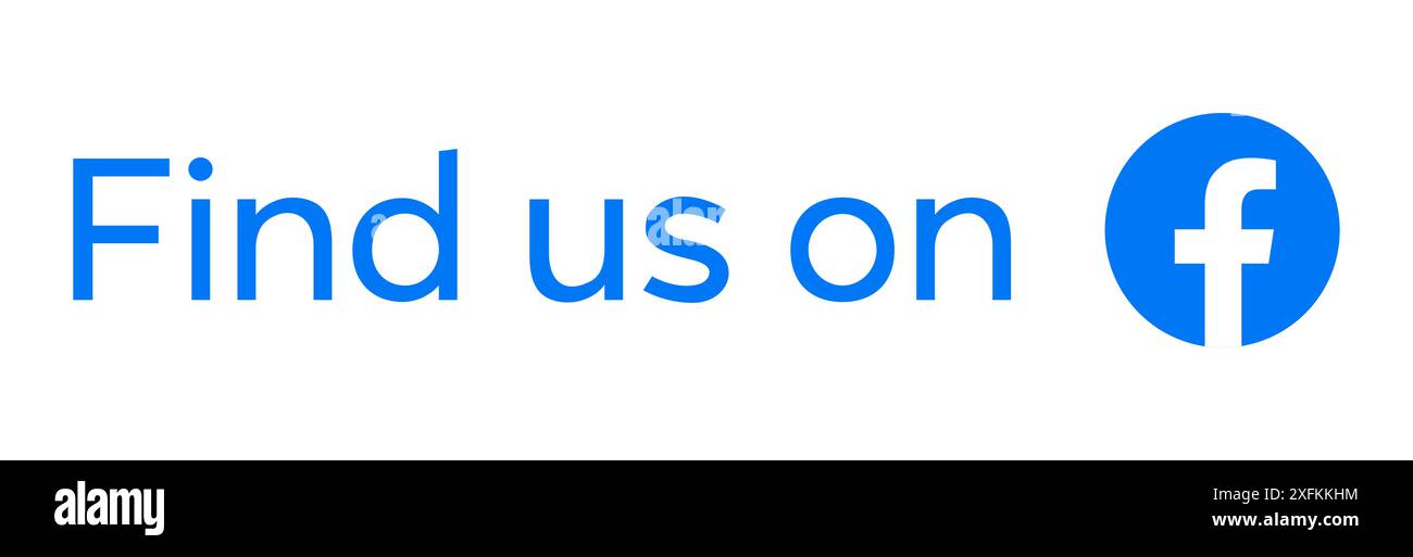 Kiev, Ukraine - February 10, 2021: Original Facebook logo with Find Us ...