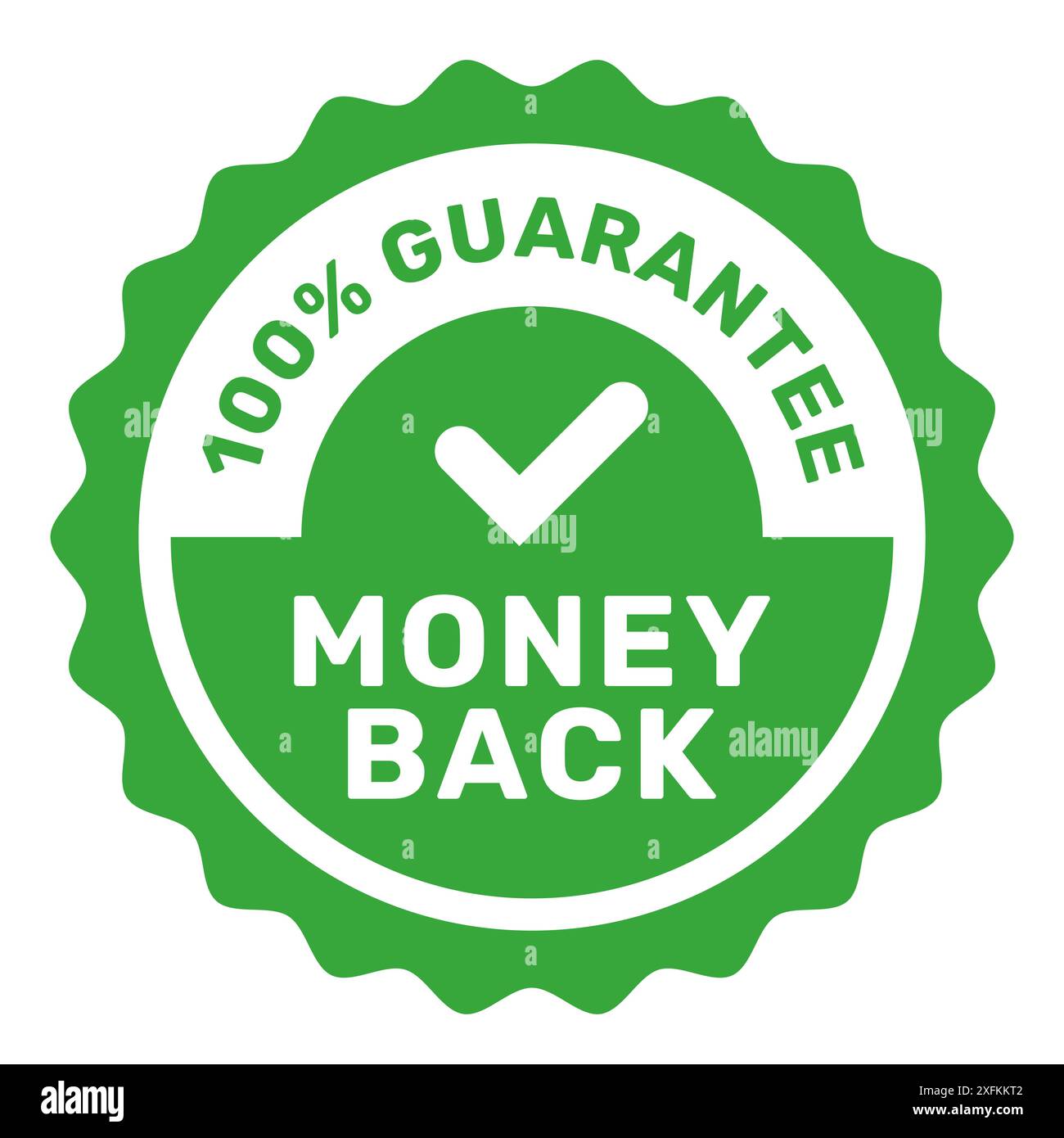 Money back guarantee label with checkmark, refund guarantee seal or ...