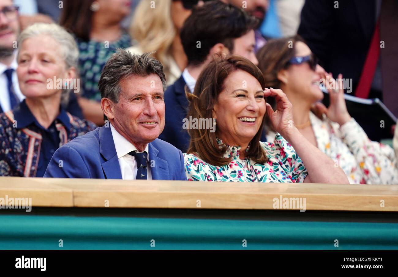Carole Middleton with Lord Sebastian Coe in the royal box on day four ...