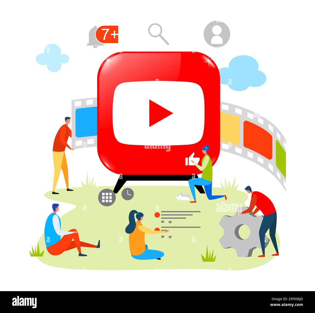 Kiev, Ukraine - March 11, 2021: Creative Youtube Video Service concept, flat design vector ...