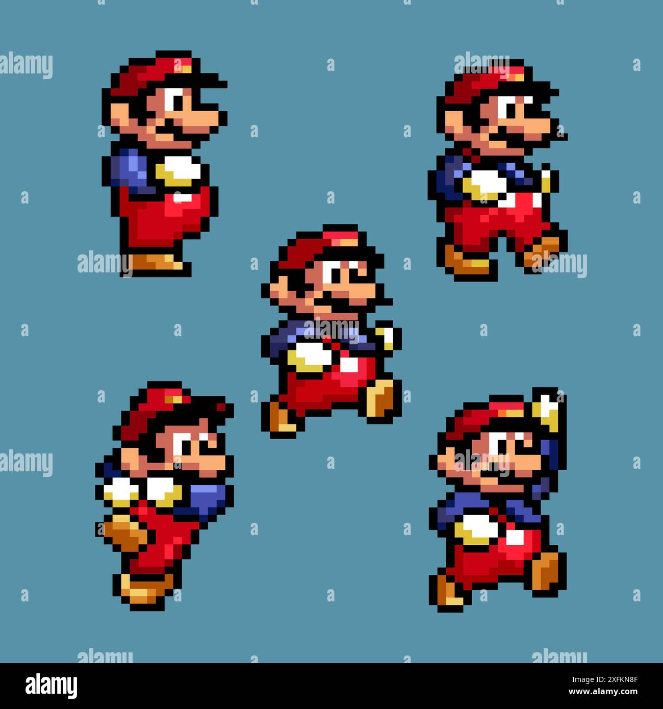 Kiev, Ukraine - September 09, 2021: Set of big Mario moves, art of 16 ...