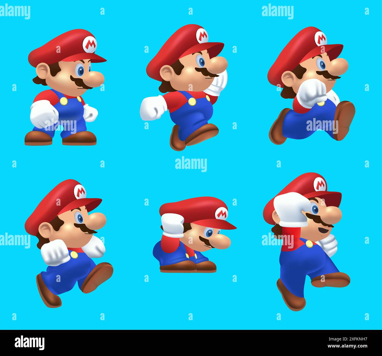 Set of Mario moves, art of Super Mario Bros U classic video game, vector illustration. Super ...