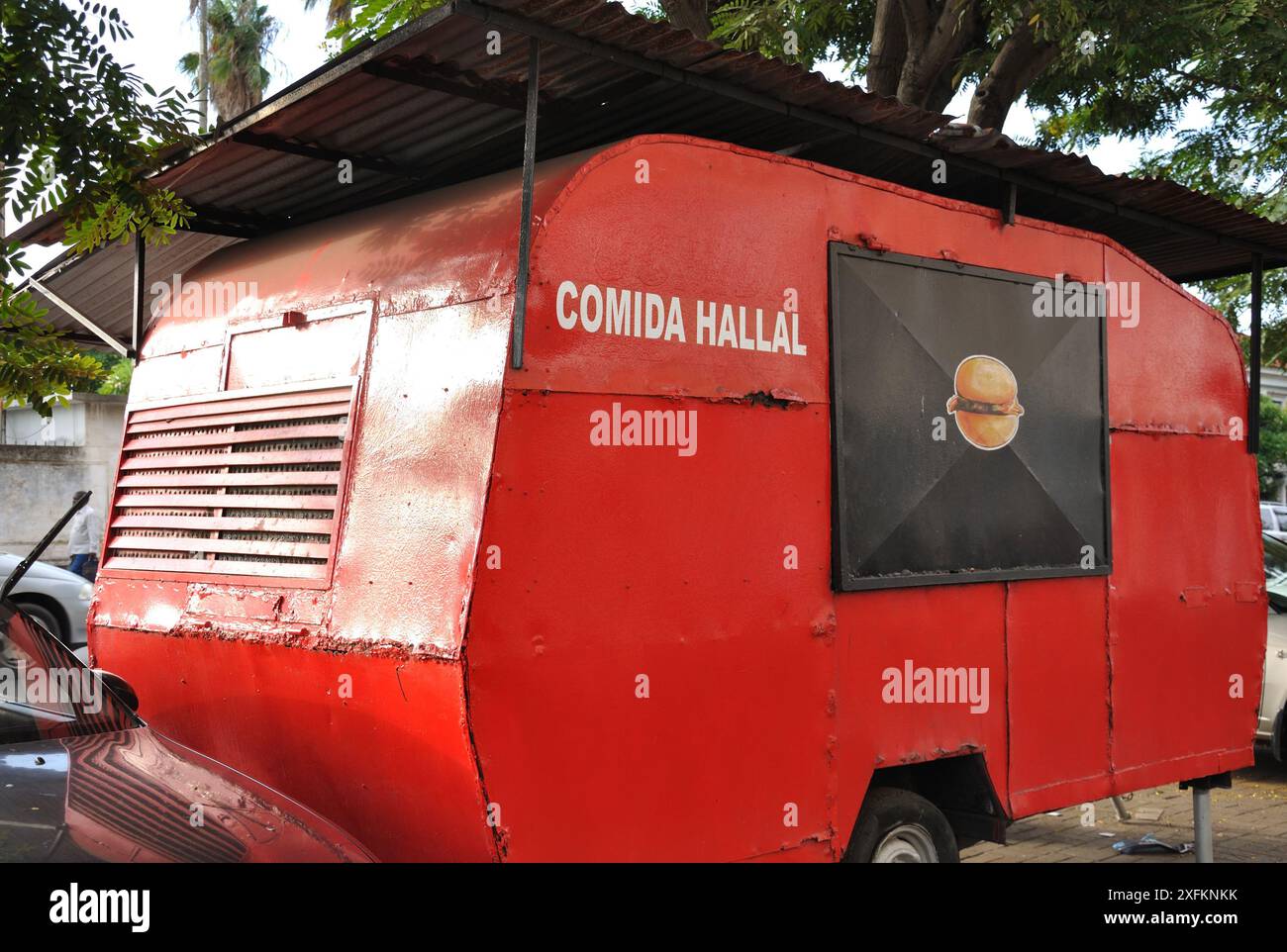Mobile shop offering hallal food, Maputo, Mozambique Stock Photo - Alamy