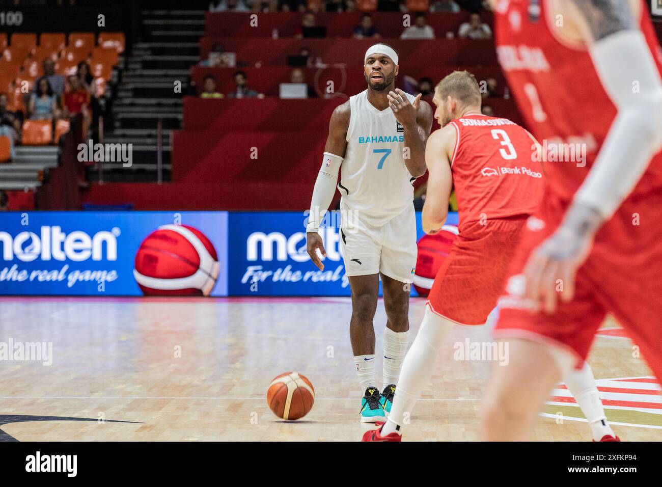 Valencia, Spain. 03rd July, 2024. Buddy Hield (L) of Bahamas and Michal ...