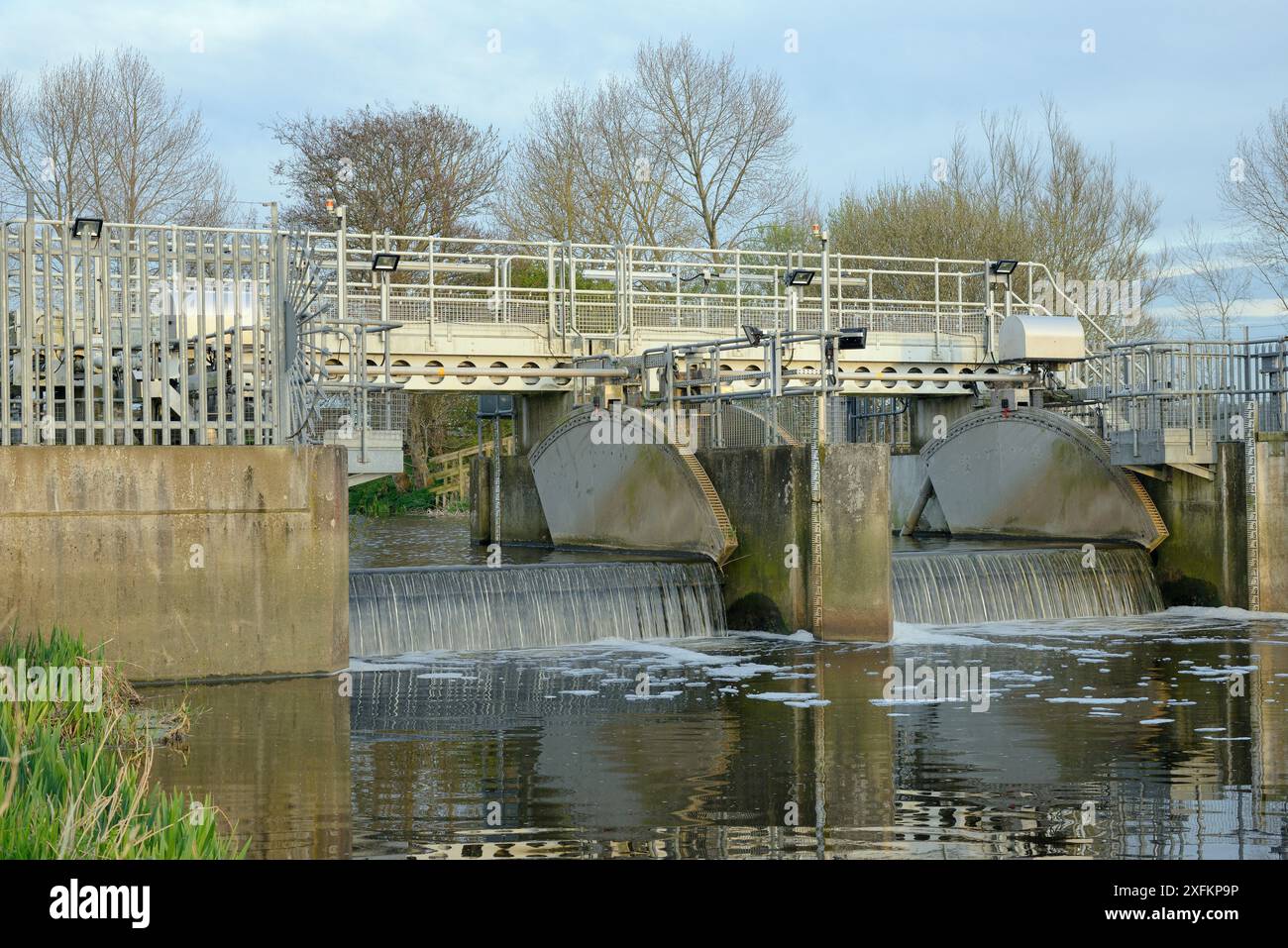 Overflow weir with adjustable gates and an Eel pass to allow migration ...