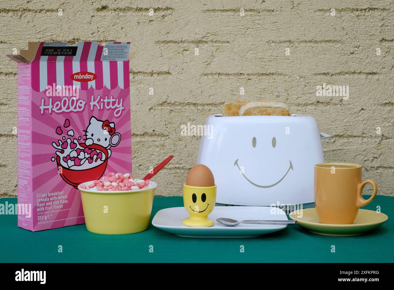box of monday hello kitty breakfast cereal with bowl toaster toast ...