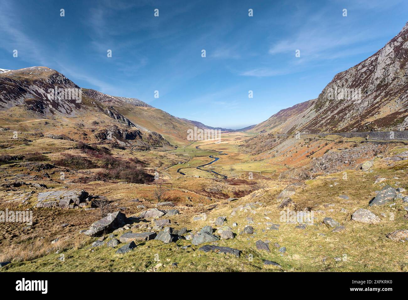 View northwards from the head of Nant Francon Valley showing typical U ...
