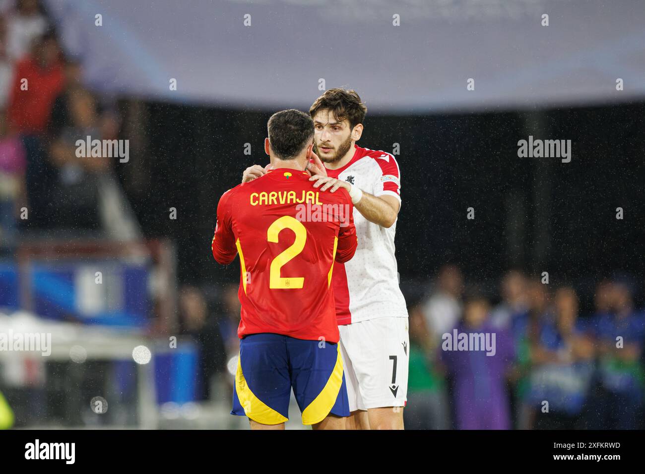 Dani Carvajal, Kvicha Kvaratshkelia seen during UEFA Euro 2024 Round of ... Dani Carvajal, Kvicha Kvaratshkelia seen during UEFA Euro 2024 Round of ...