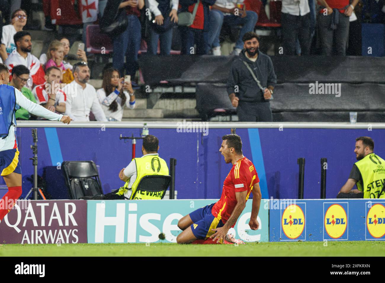 Rodri seen celebrating during UEFA Euro 2024 Round of 16 game between ...