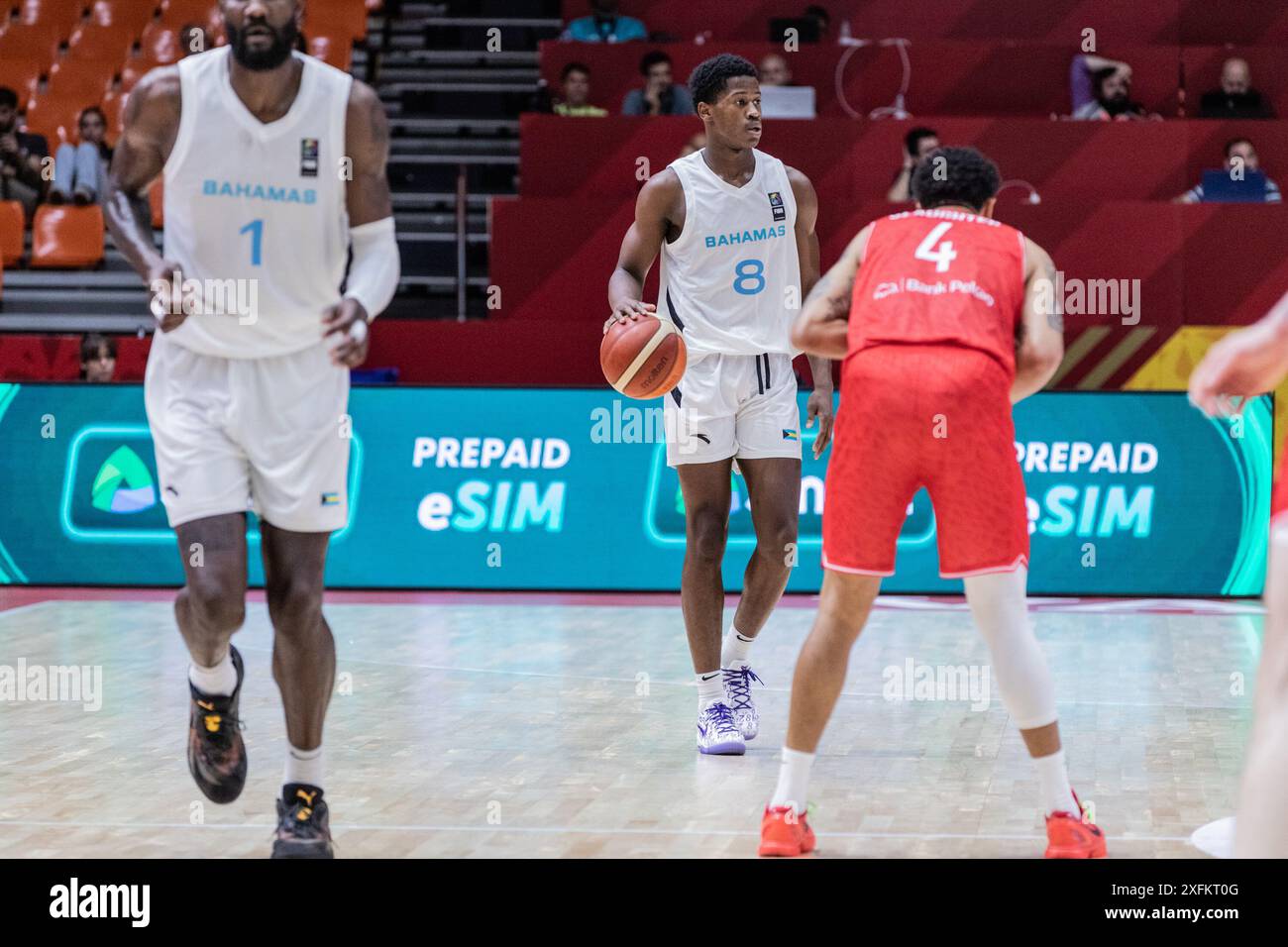 Valencia, Spain. 03rd July, 2024. V.J. Edgecombe (L) of Bahamas and A.J ...