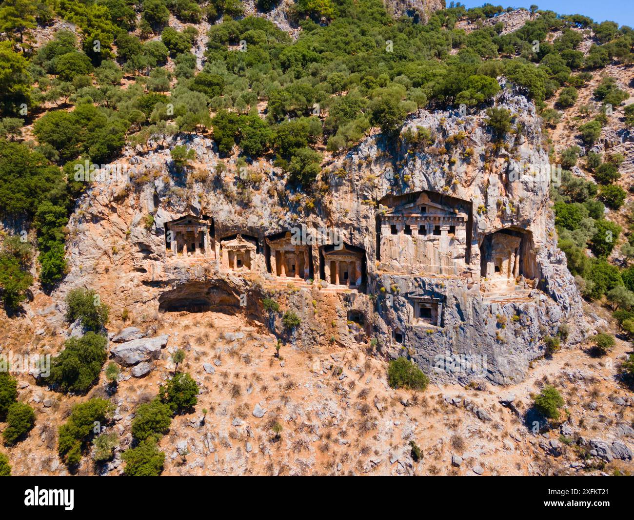Kaunos Rock Tombs of the Kings at the Kaunos ancient city aerial ...