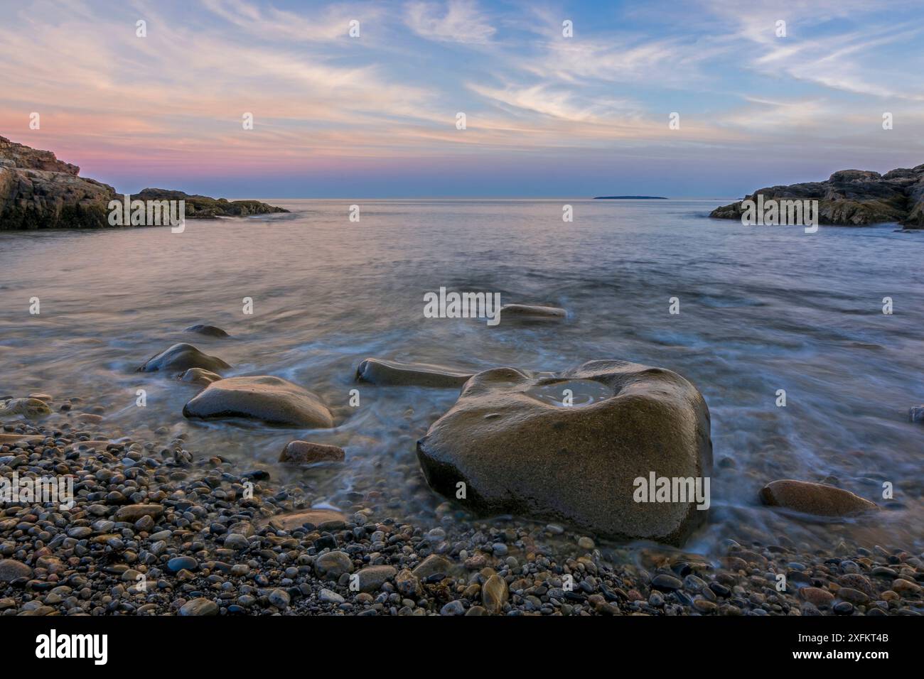 Little Hunters beach at dusk, Acadia National Park, Maine, USA Stock ...