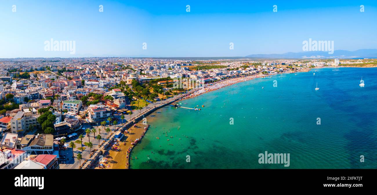 Didim city beach aerial panoramic view. Didim is a town in Aydin ...