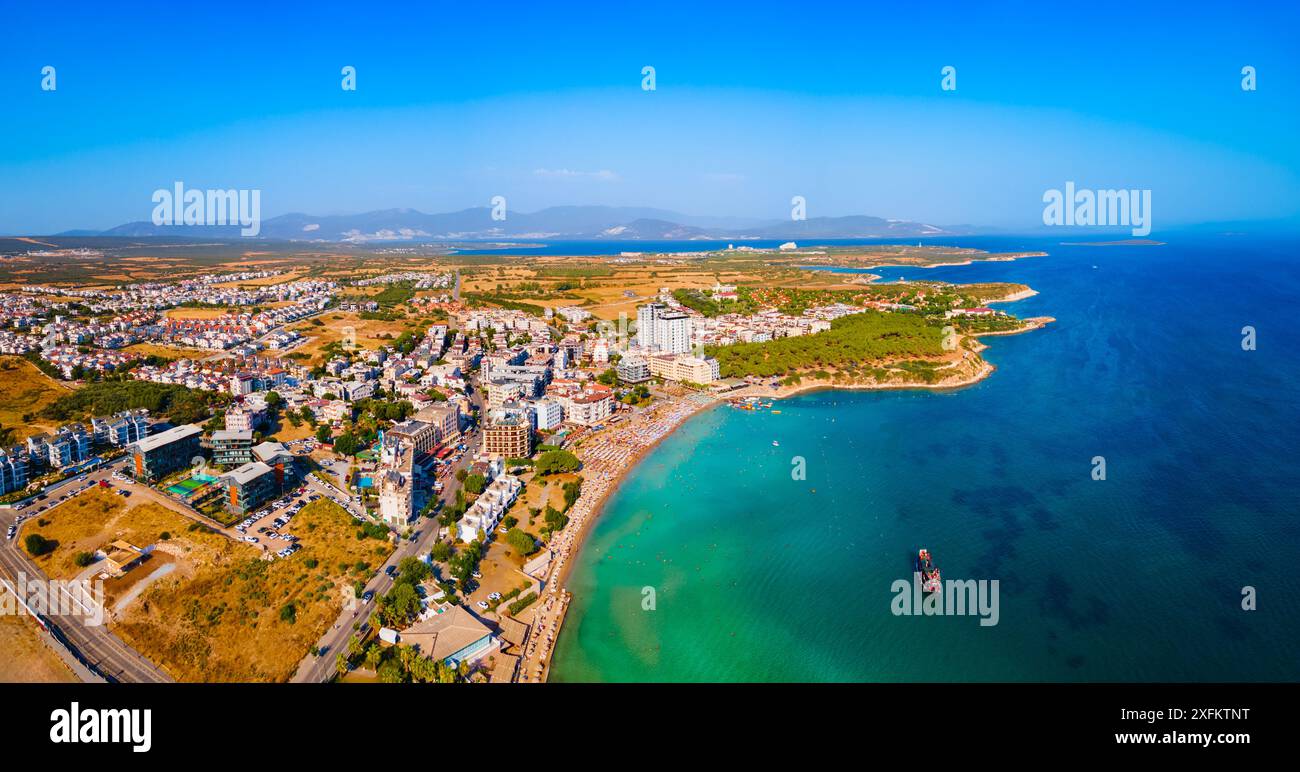 Didim city beach aerial panoramic view. Didim is a town in Aydin ...