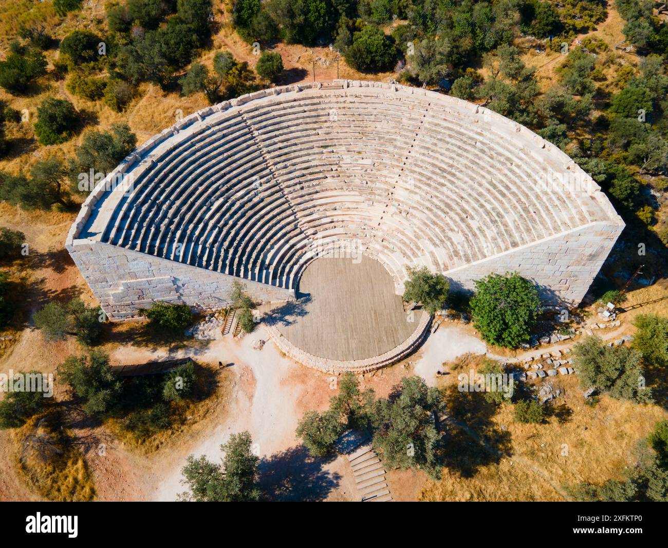 The ancient Greek theatre aerial panoramic view at the Antiphellus or ...