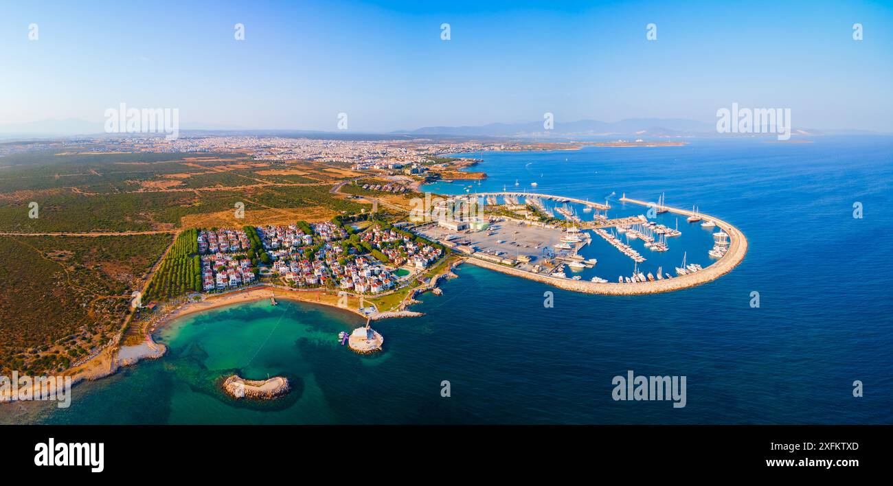 Didim Marina aerial panoramic view. Didim is a town near Marmaris city in Aydin Province, Turkey ...