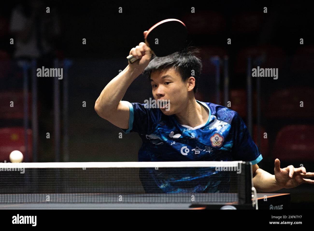 Feng Yi-Hsin of Chinese Taipei plays against Harmeet Desai (not ...