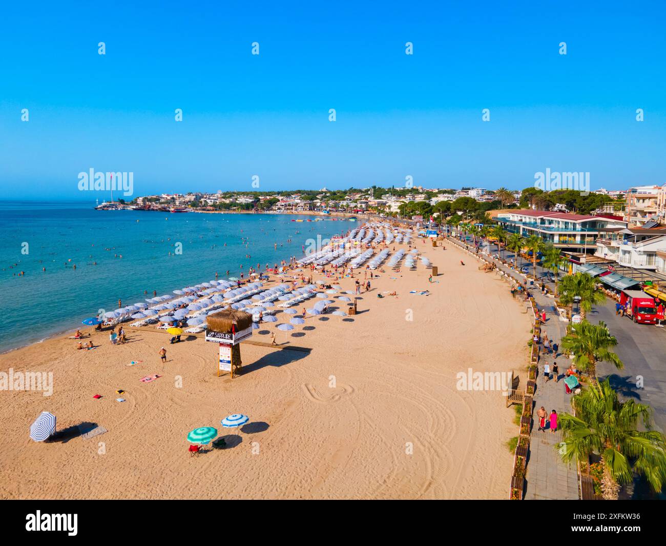 Didim city beach aerial panoramic view. Didim is a town in Aydin ...