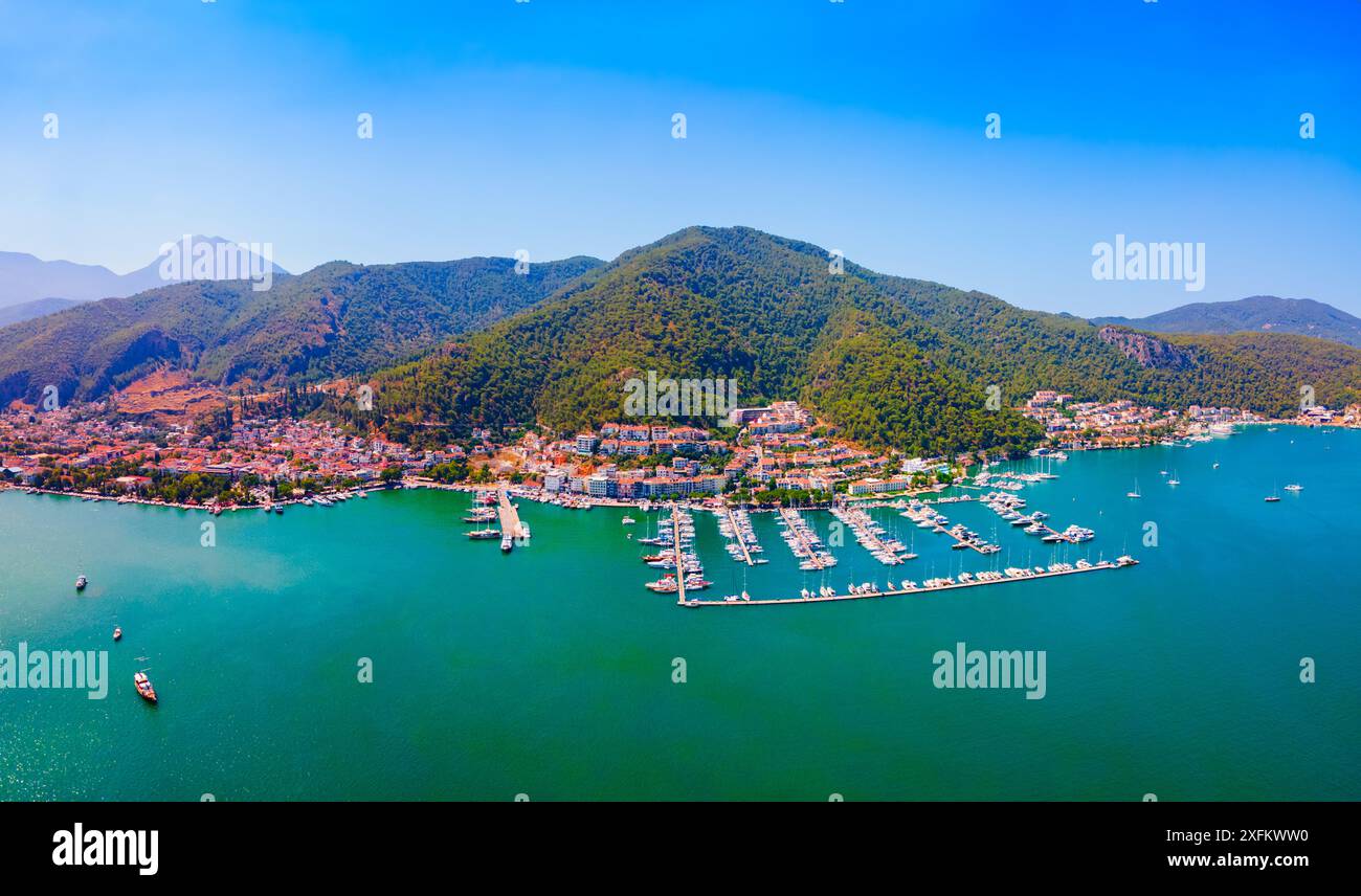 Fethiye port aerial panoramic view. Fethiye is a city in Mugla Province ...