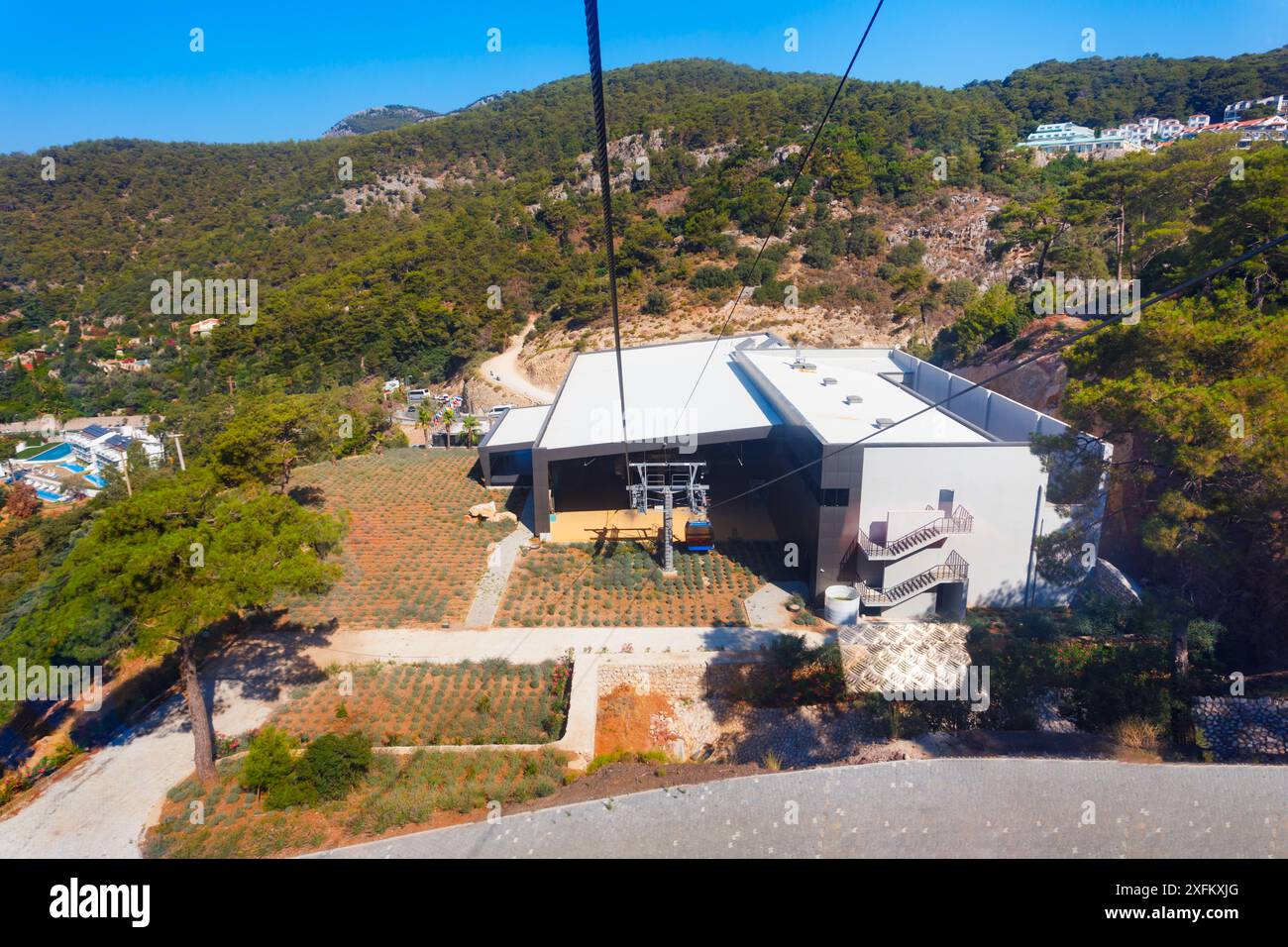 Cable station at Oludeniz beach to Babadag mountain in Fethiye district ...