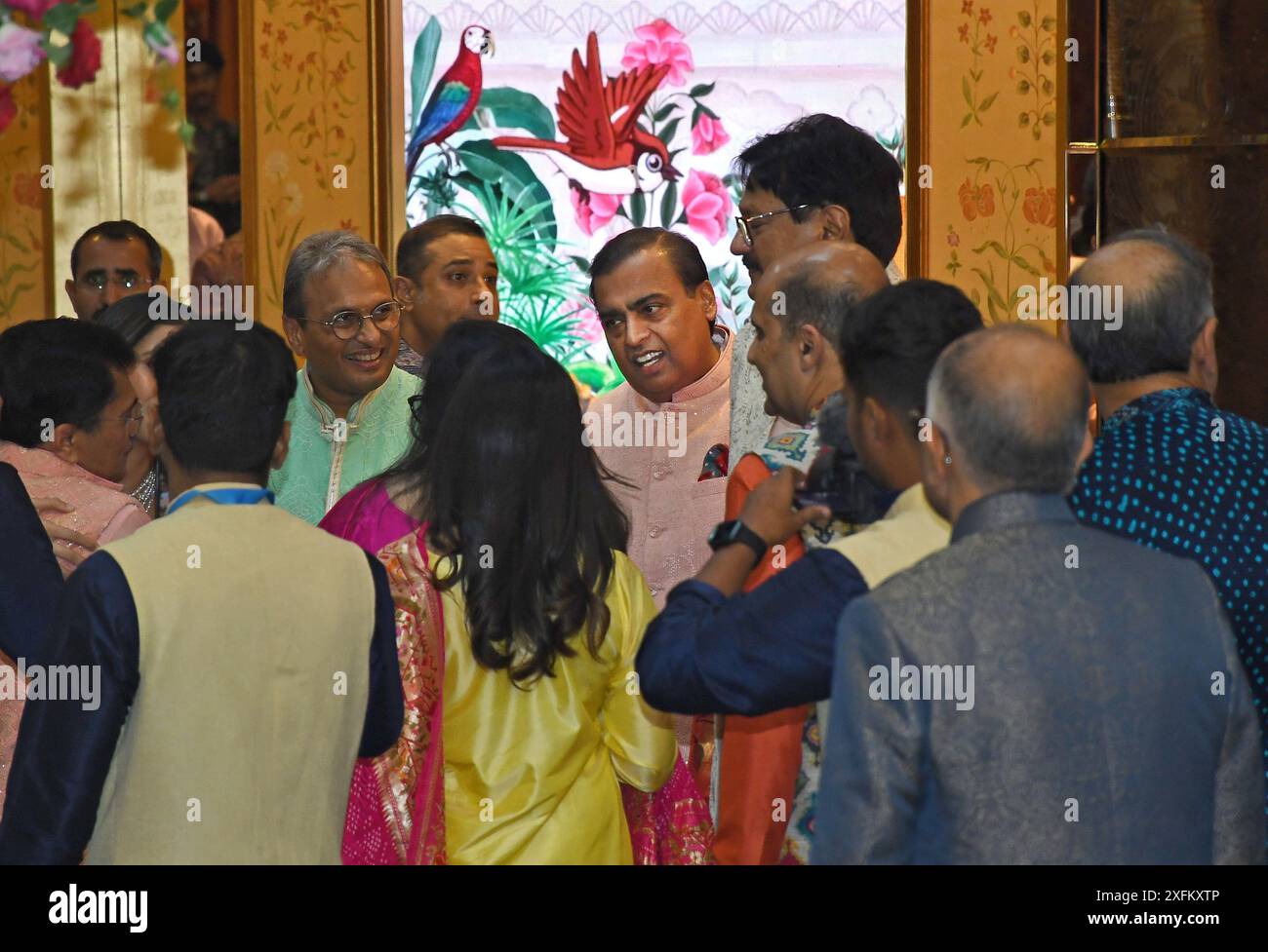 Indian businessman Mukesh Ambani is seen interacting with the guests at ...