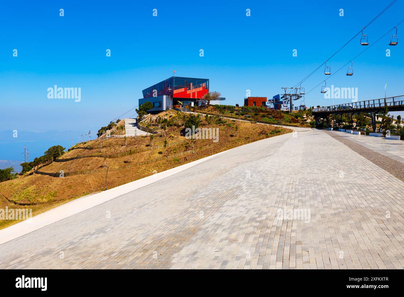 Cable station at Babadag mountain in Fethiye district of Mugla Province ...