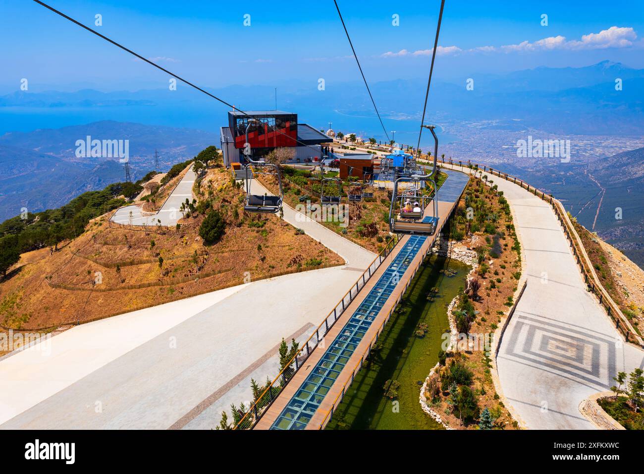 Cable station at Babadag mountain in Fethiye district of Mugla Province ...