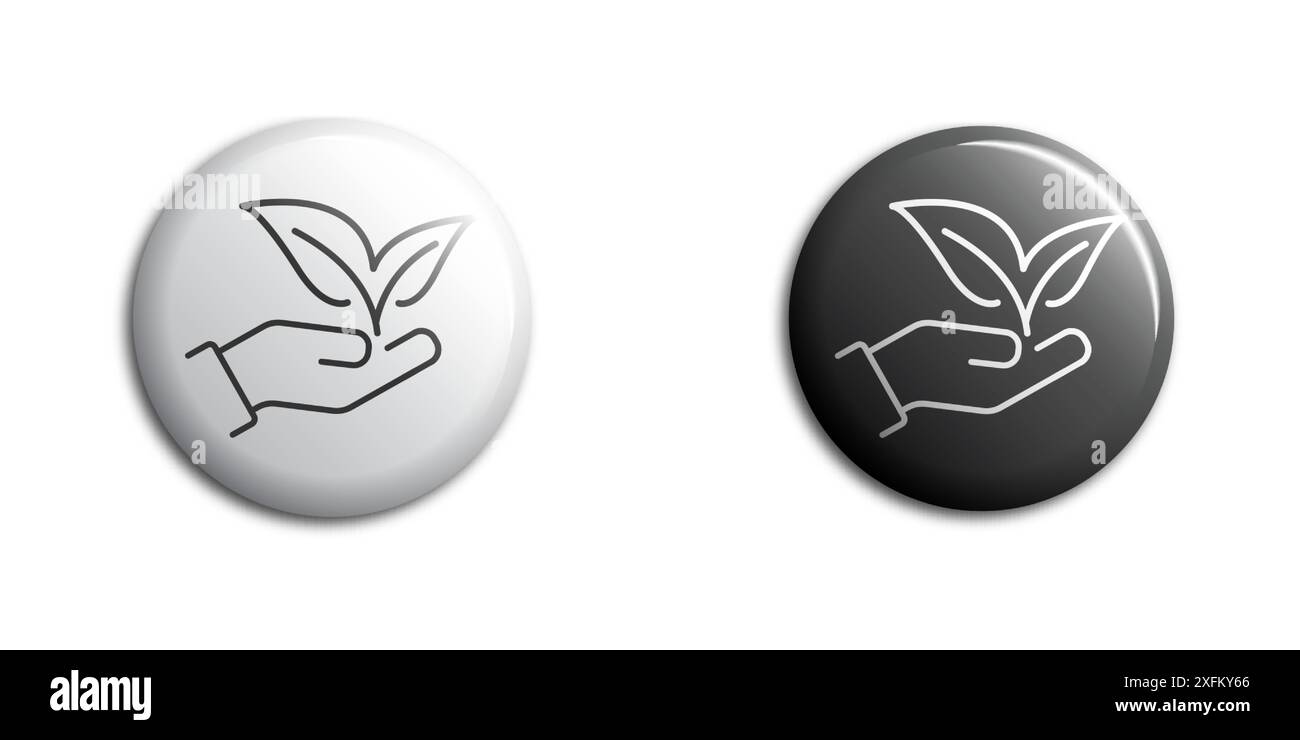 Hand holding plant. Leaf on a hand. Natural ingredients symbol. Flat ...