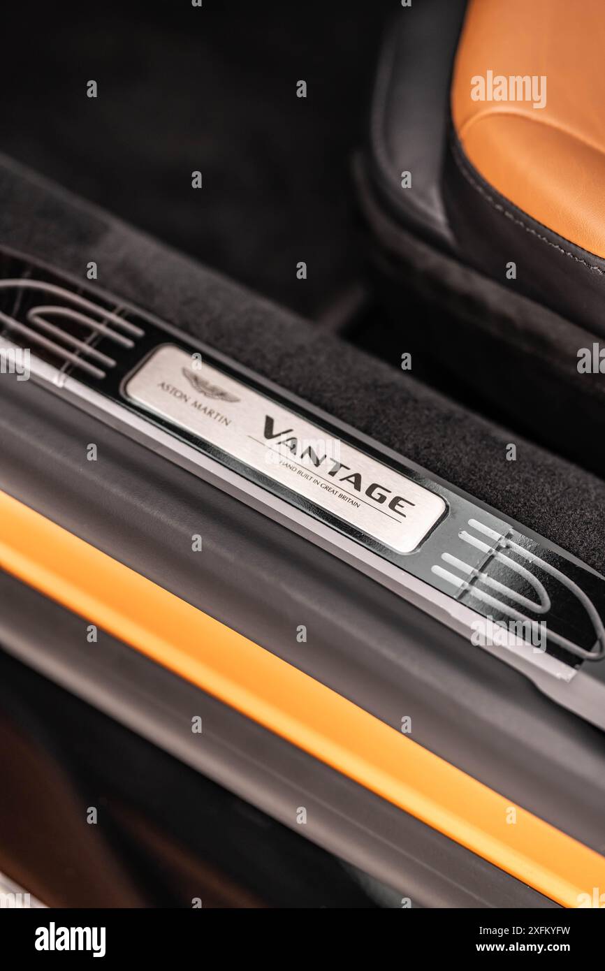Aston Martin Vantage door sill, model name inscription, Luxury ...