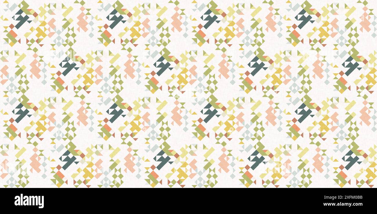 Simple glitch geometric seamless abstract border with playful woven ...