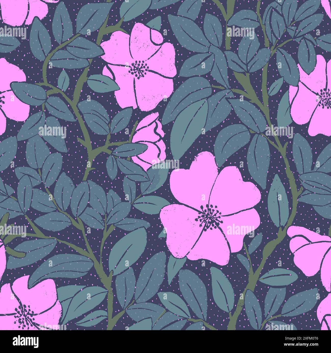 Trailing colorful rose hip seamless pattern design Stock Photo - Alamy