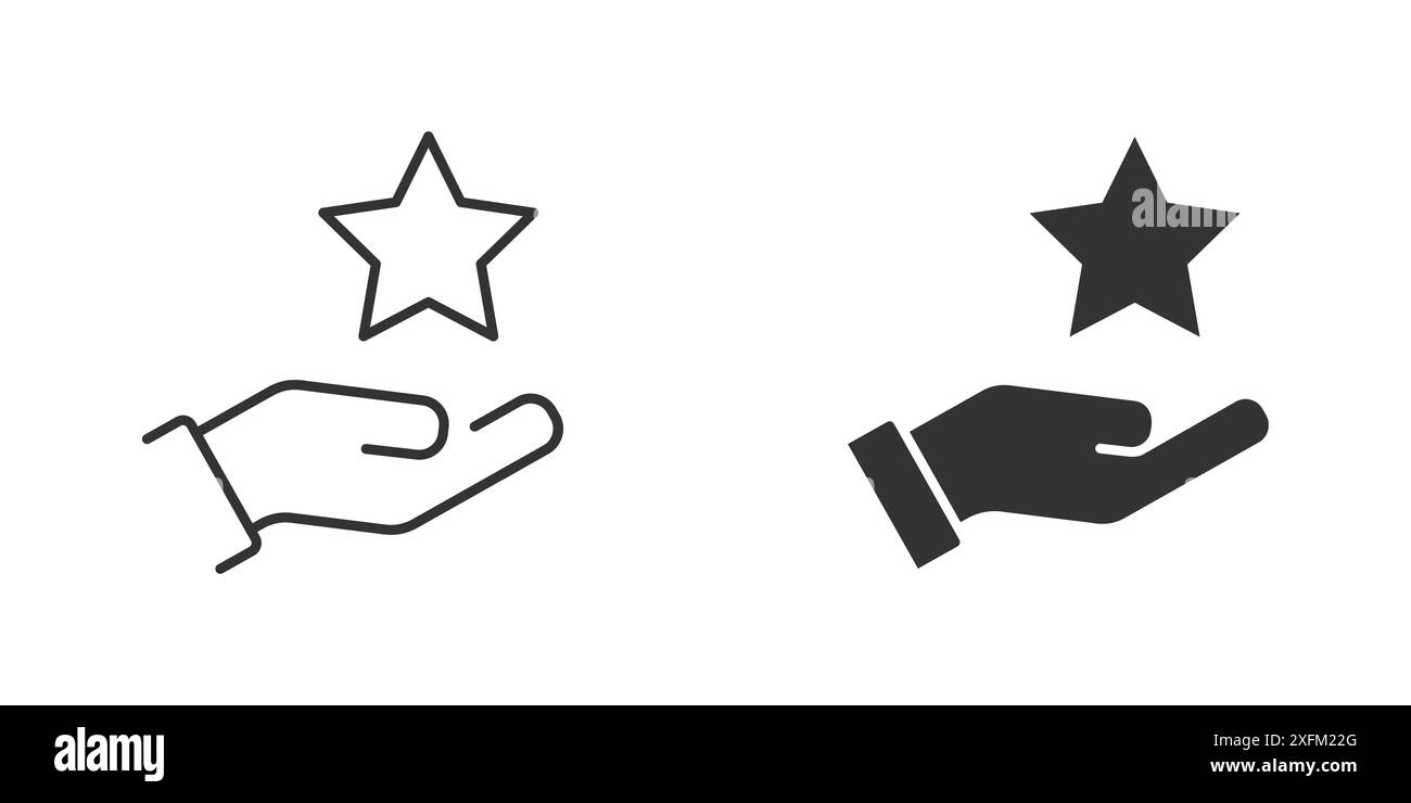 Hand holds star on palm line and flat icon. Vector illustration Stock ...