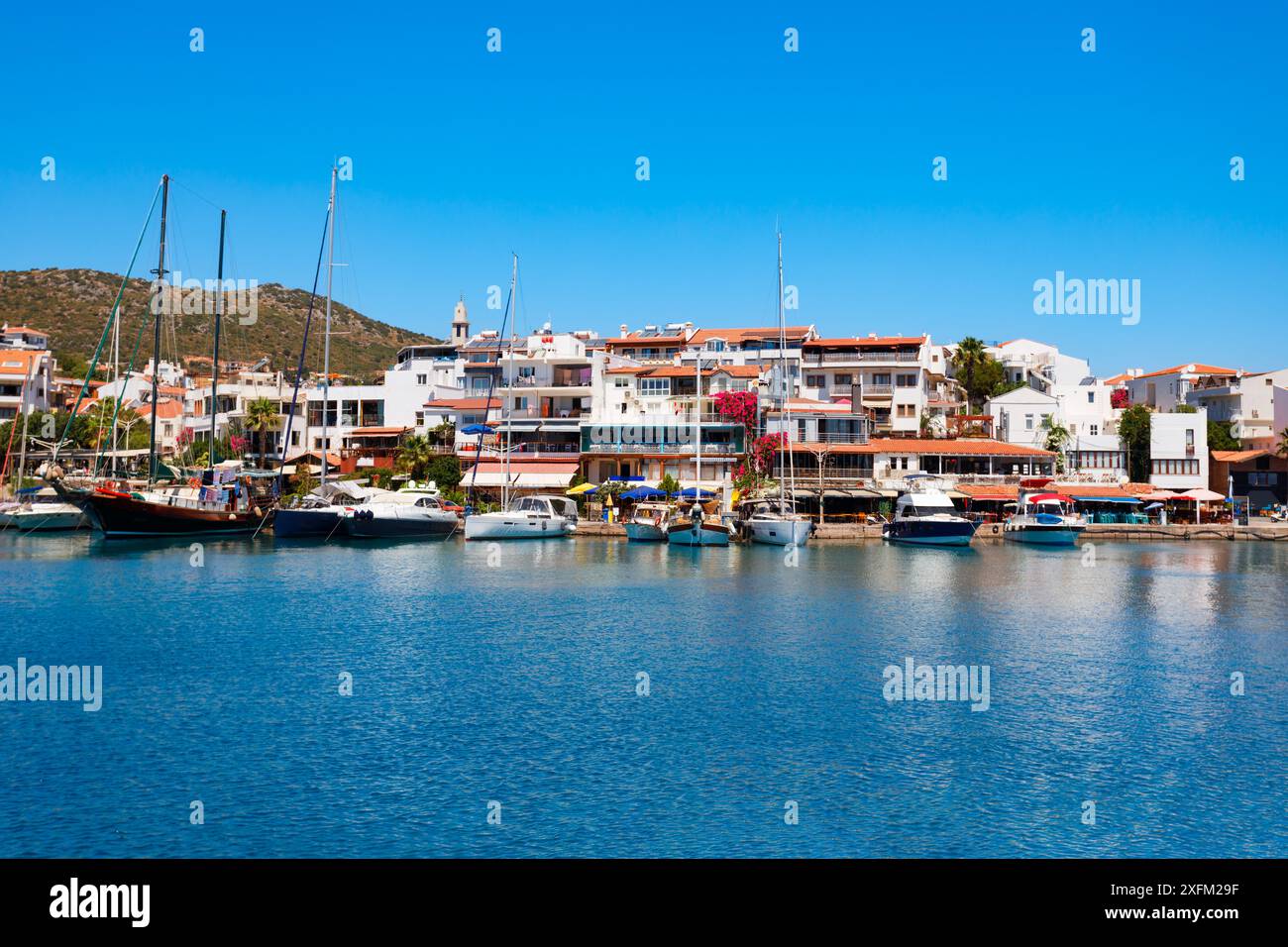 Boats and yachts at Datca marina in Turkey. Datca is a town near ...